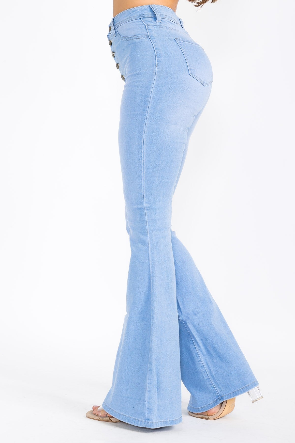 GP3319 exposed button fly high waist stretch bell bottom jean – RK ...